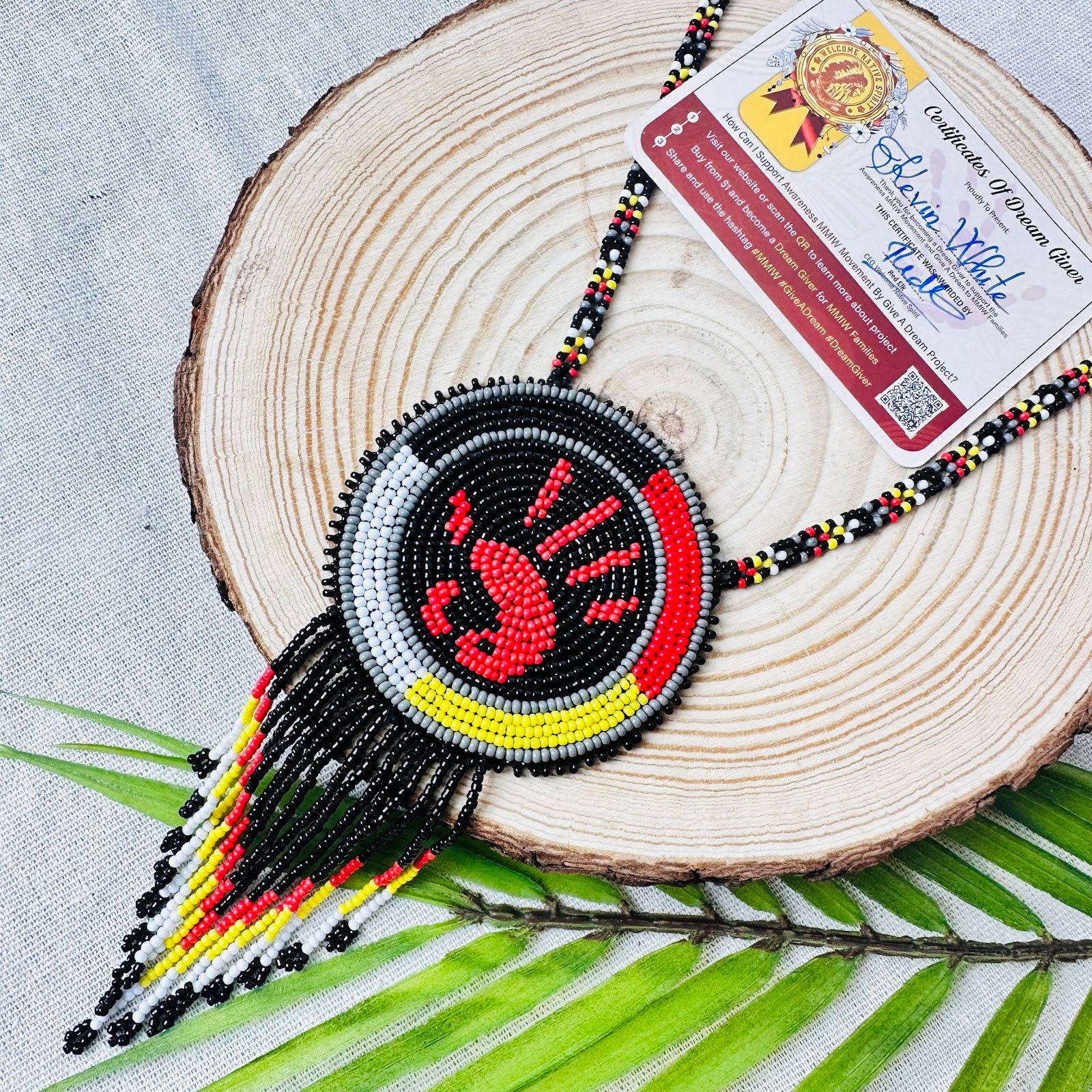 MMIW Handmade Beaded Necklace, Native Americans Jewelry, Medallion ...