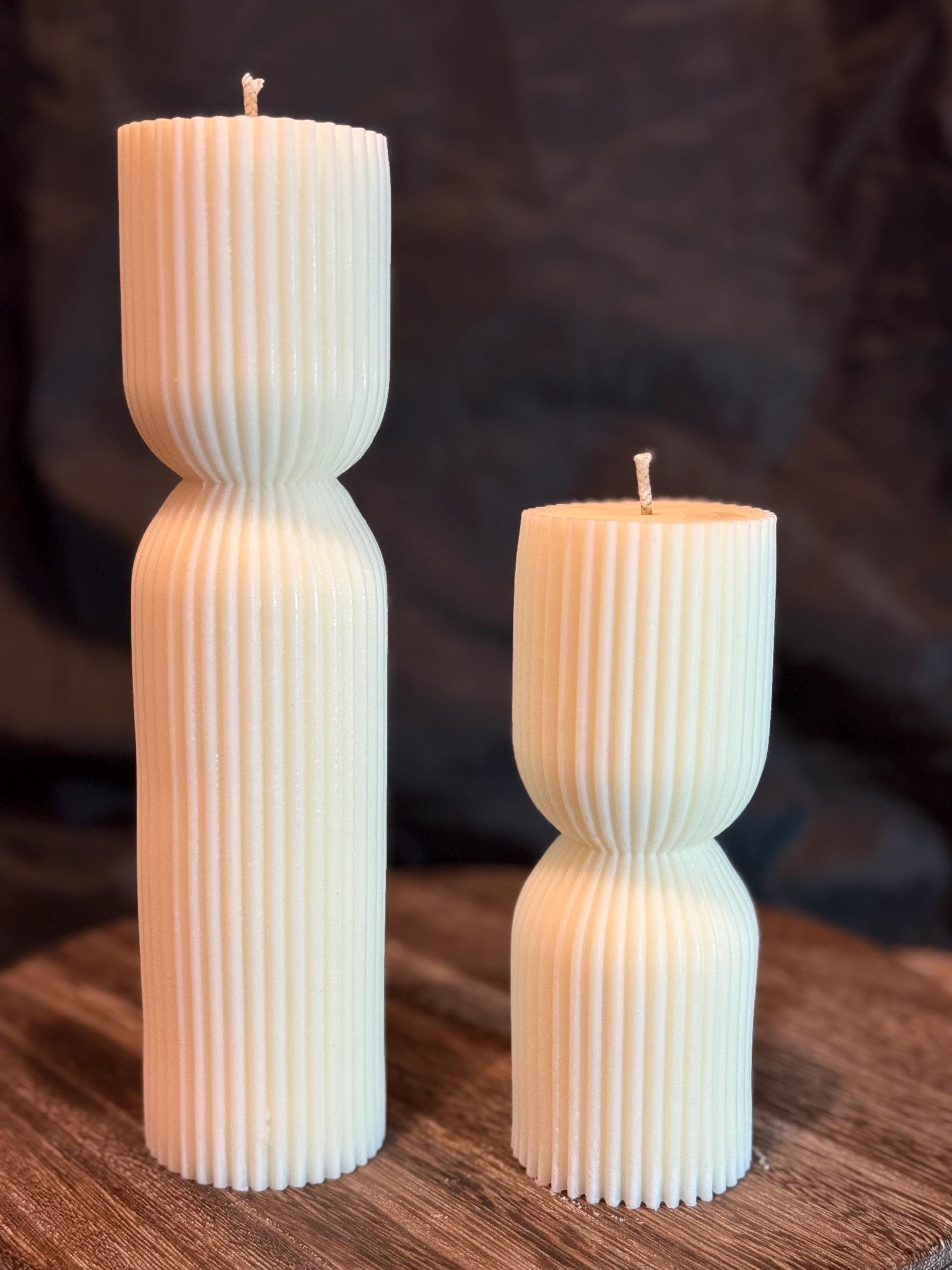 Tall Ribbed Pillar Candle – Room Decor, Free Wax Melt - Etsy UK