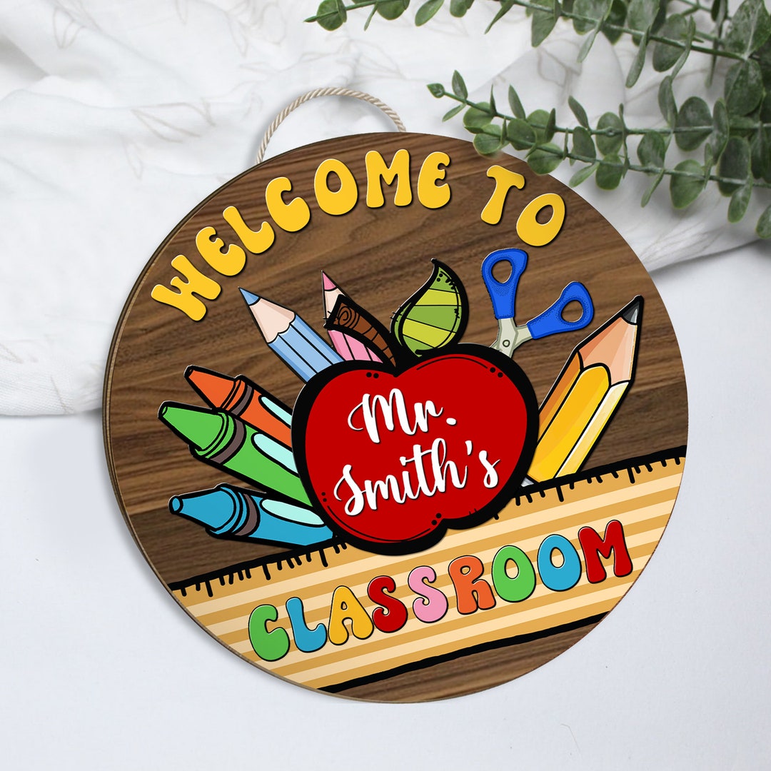 Personalized Teacher Door Sign, Classroom Door Hanger, Teacher ...