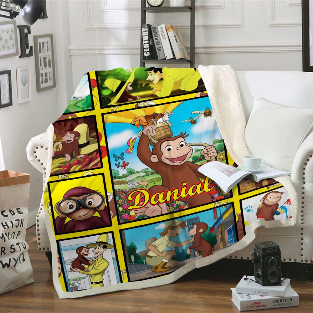Curious George Blanket, Personalized Curious George Fleece Blanket sold ...