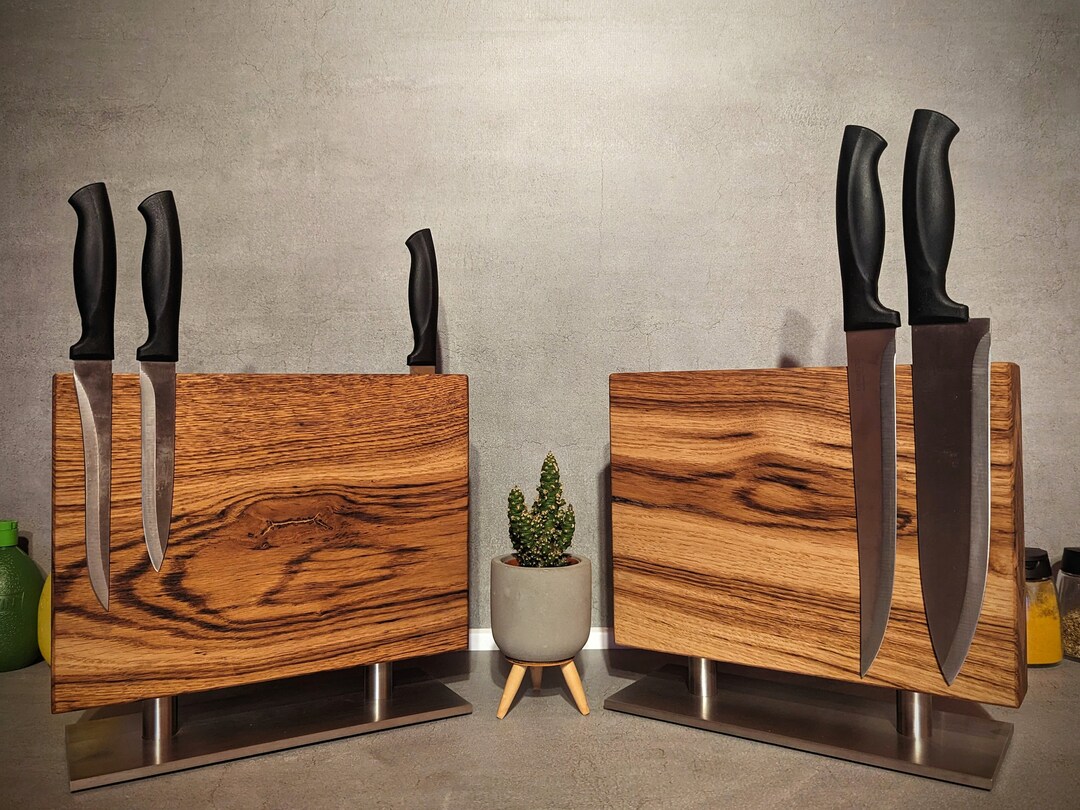 Beautiful Knife Block Made of Solid Oak Magnetic Throughout on Both ...