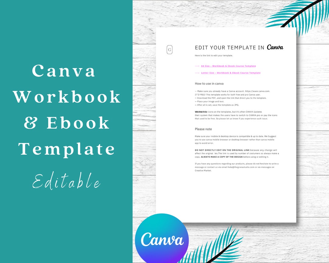 Canva Workbook Template, Canva Ebook Template, Editable Canva Template ...