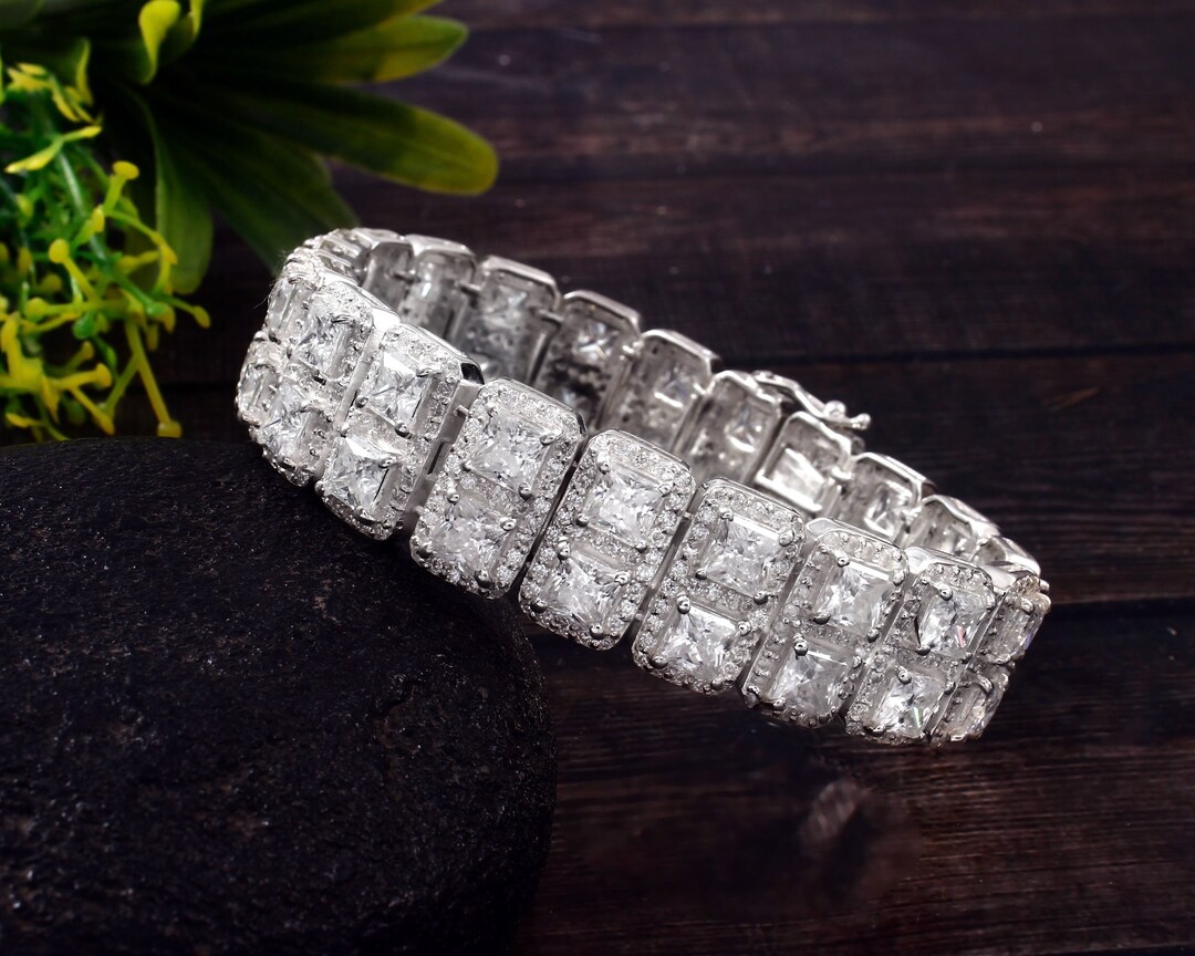 5MM Square Iced Out Bracelet Cuban Bracelet, Rapper Bracelet, Hiphop ...