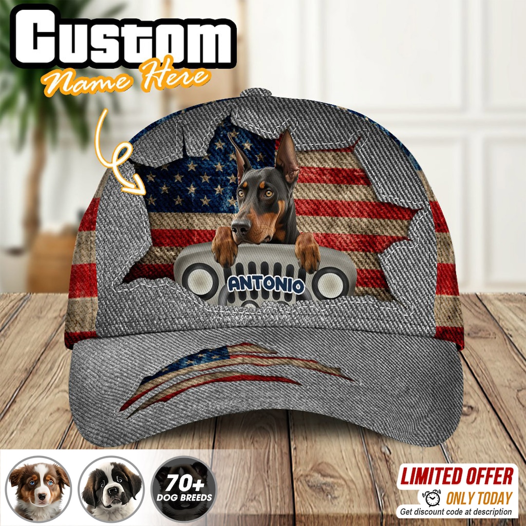 Doberman Pinscher Dog Baseball Hat With Name Custom Dog - Etsy