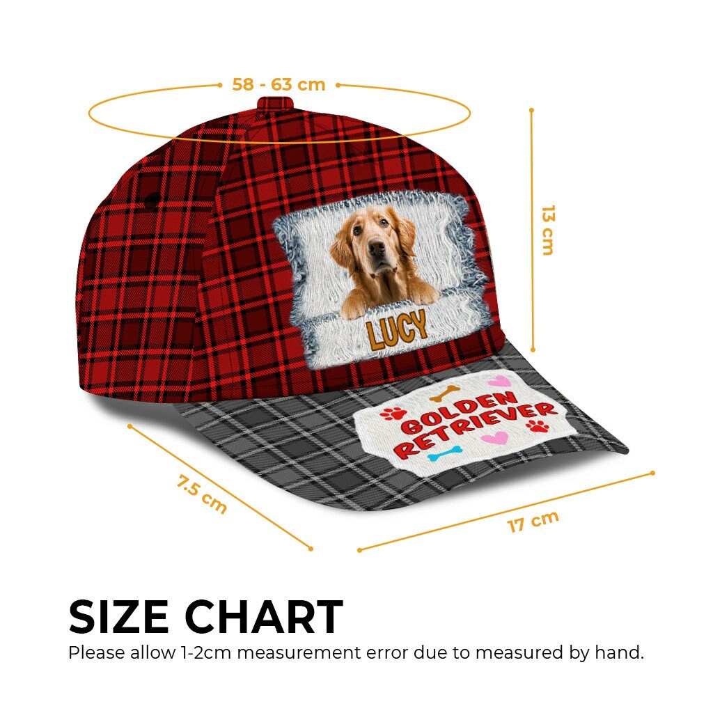 Baseball Cap With Golden Retriever Dog Print and Customized Name for ...