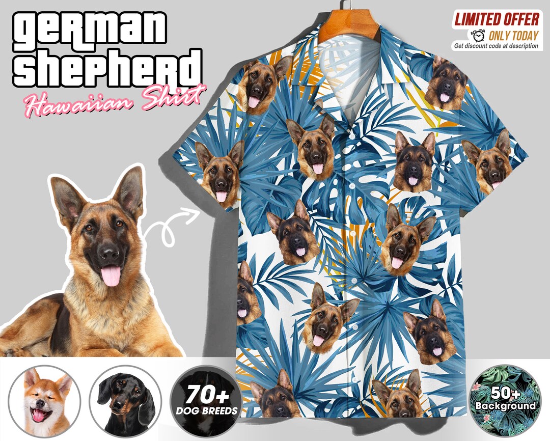 German Shepherd Dog Face Hawaiian Shirt for Men Women - Etsy