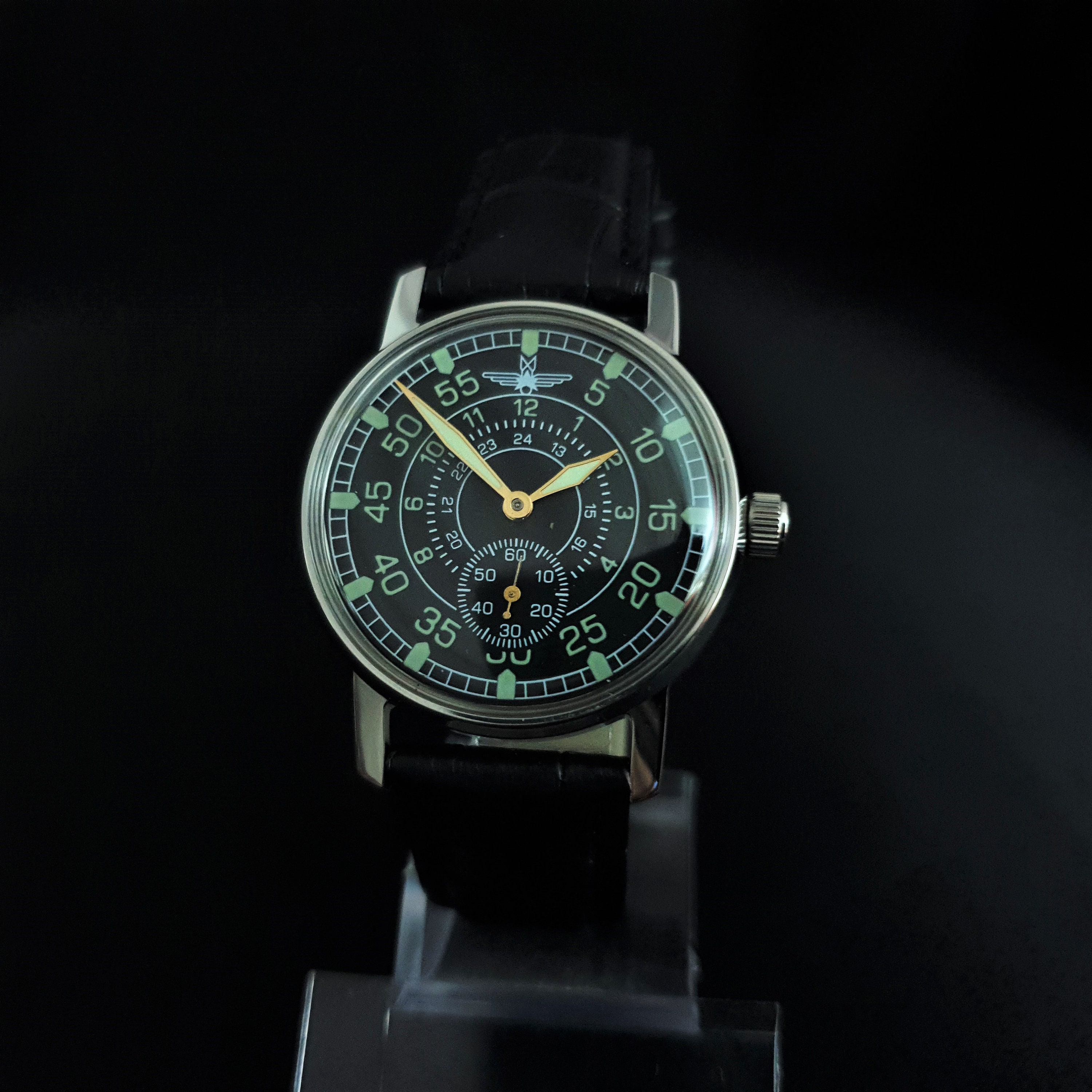 Vintage Military Watch USSR Pilot Aviation Mechanical Wristwatch Pobeda ...