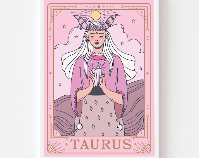 Taurus Print. Taurus Poster. Taurus Wall Art. Horoscope Print. Zodiac ...