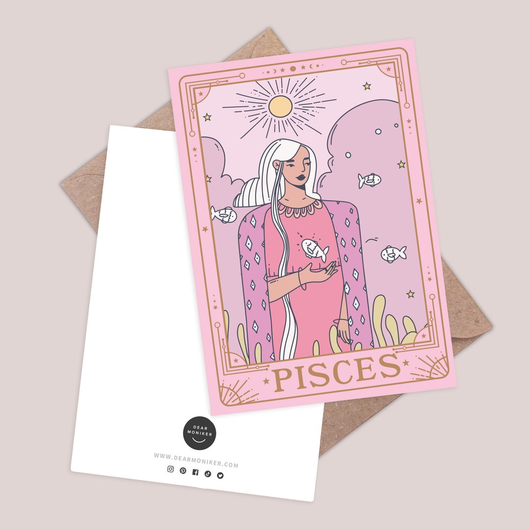 Pisces Card. Horoscope Greeting Card. Zodiac Birthday Card. Pisces Star ...
