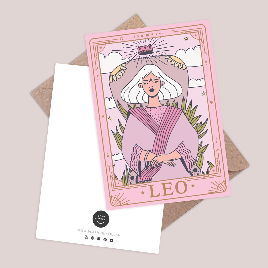 Leo Card. Horoscope Greeting Card. Zodiac Birthday Card. Leo Star Sign ...