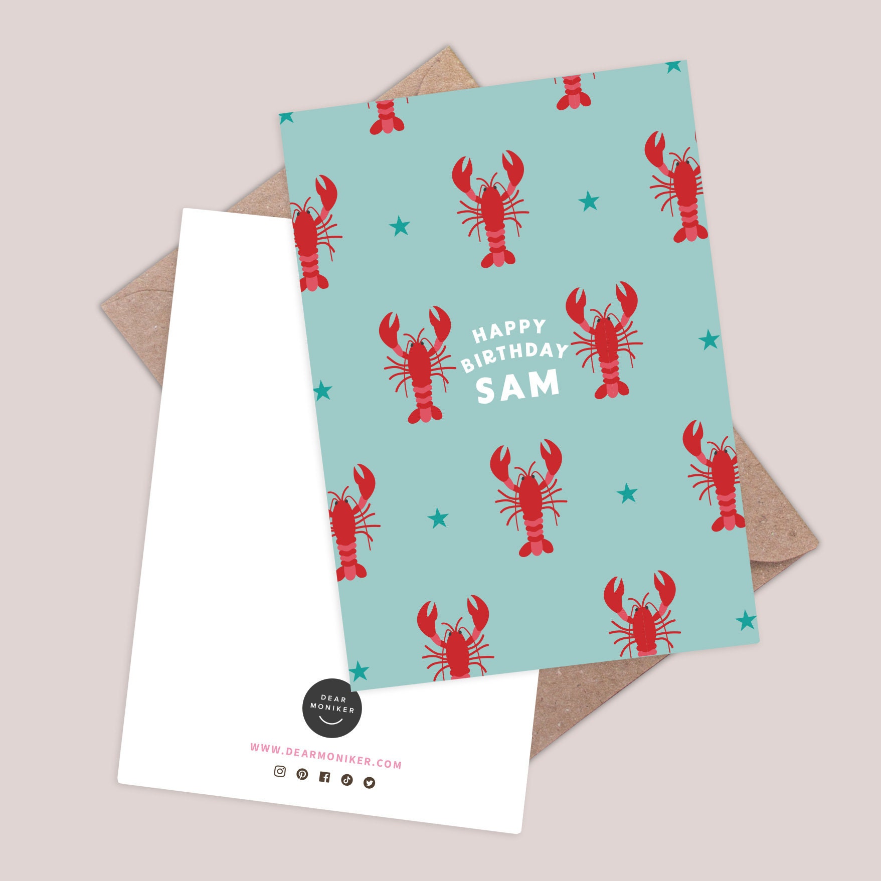 Personalised Lobster Print Card. Lobster Birthday Card. Children's ...