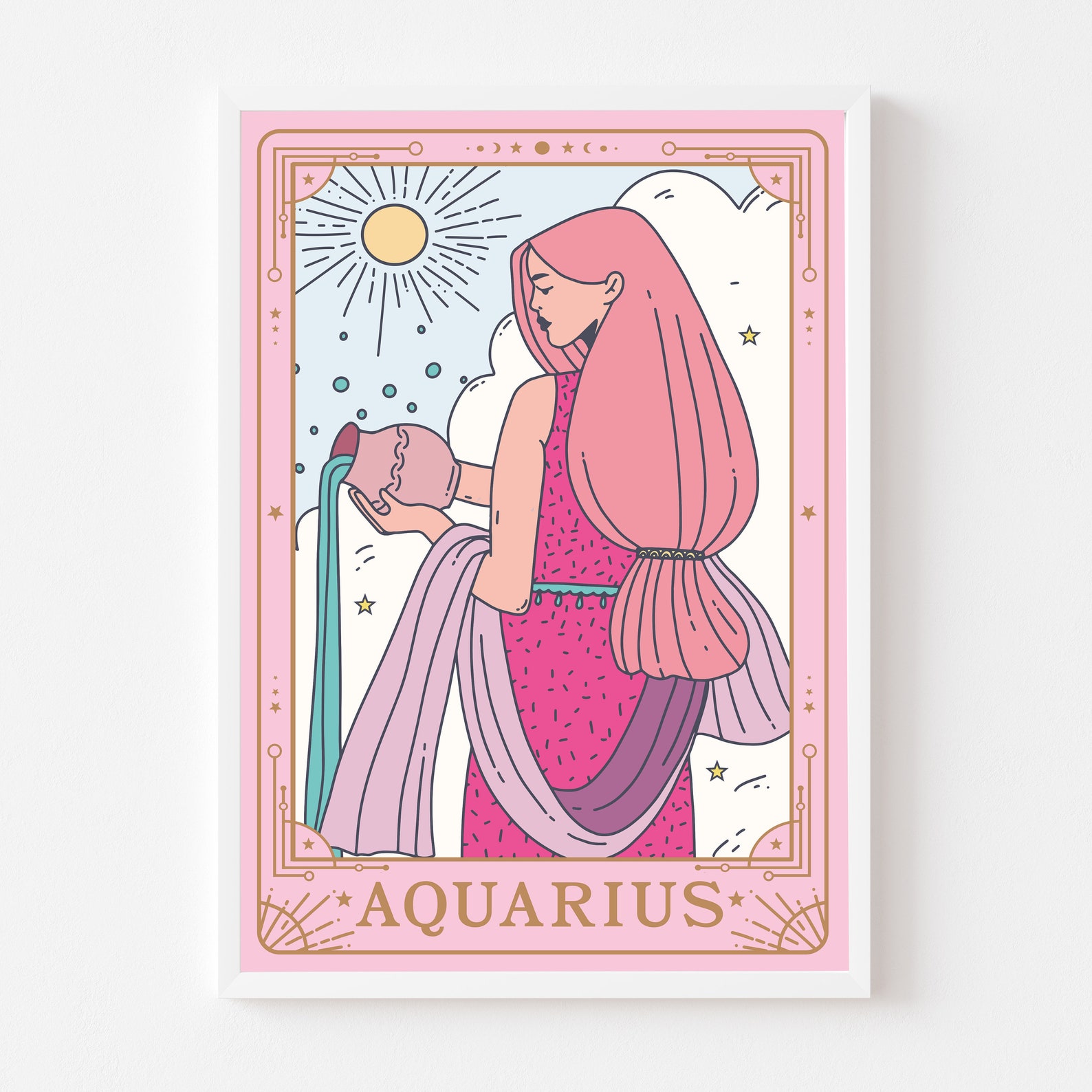 Aquarius Print. Aquarius Poster. Aquarius Wall Art. Horoscope Print. Zodiac Poster. Aquarius ...