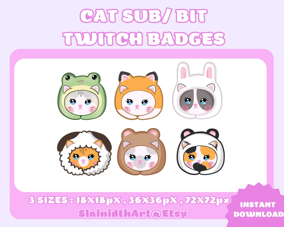 CAT Twitch Sub Badges Bit Badges Streamer Premade Emote Twitch Discord ...
