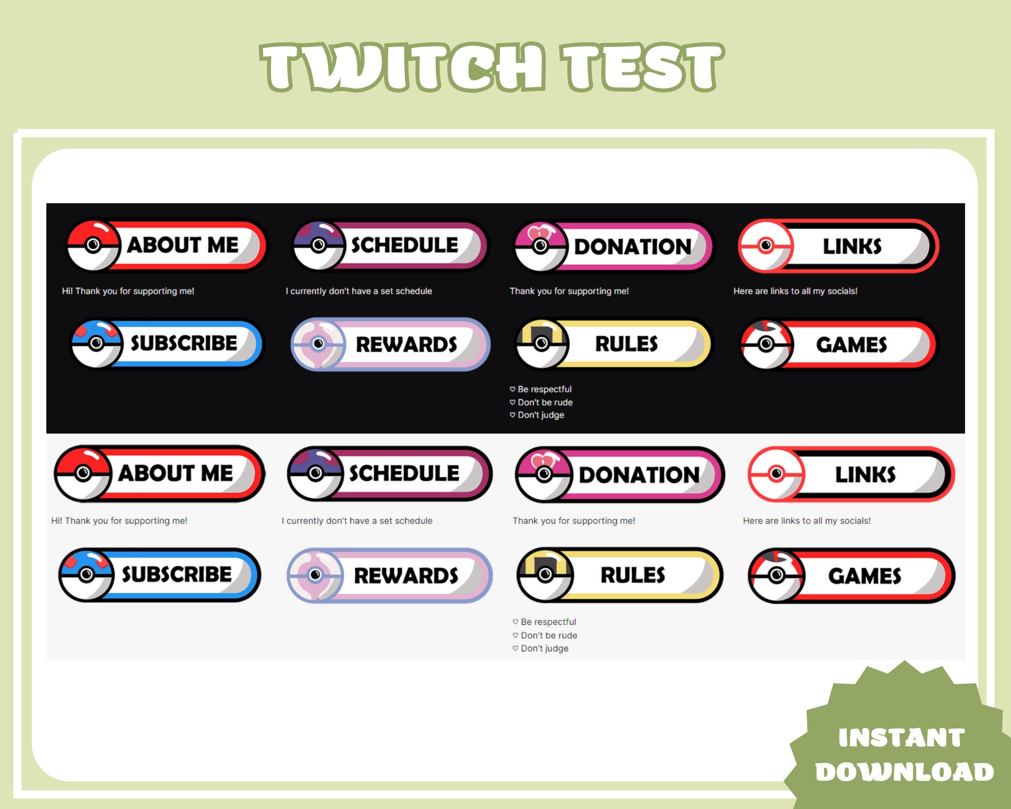 20 Pokeball Twitch Panels Pack Pokemon Twitch Stream - Etsy