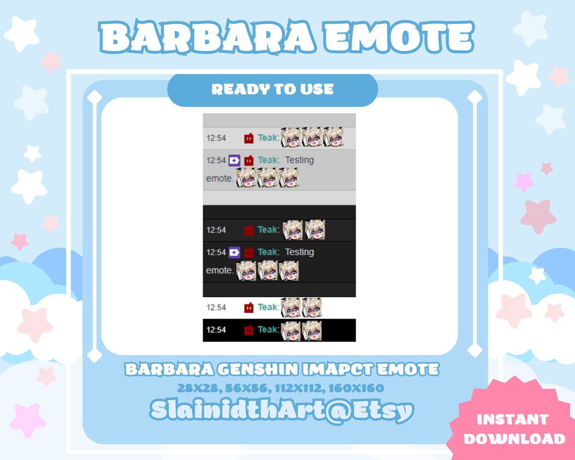 Barbara Genshin Impact Chibi Premade Emote for Twitch Discord Youtube ...