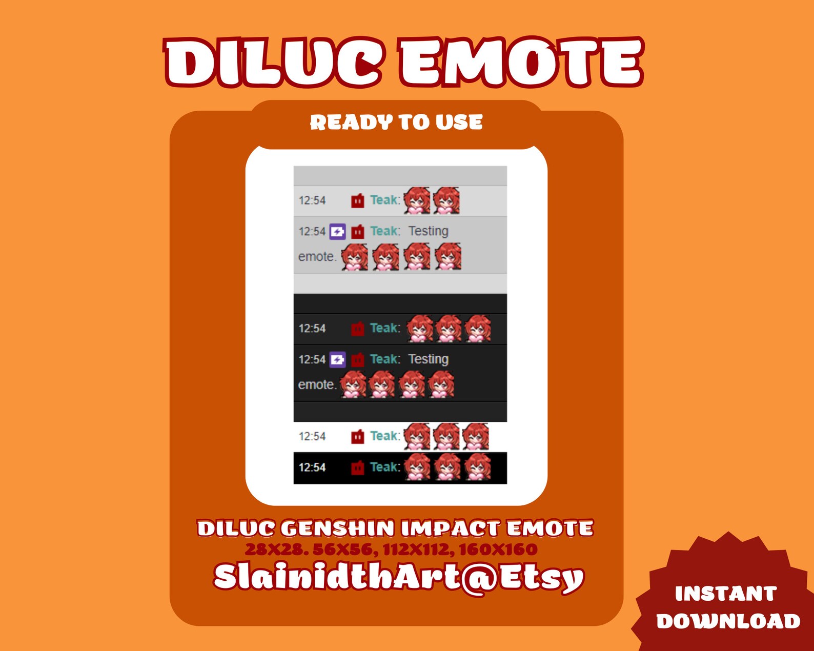 Diluc Genshin Impact Chibi Premade Emote for Twitch Discord - Etsy
