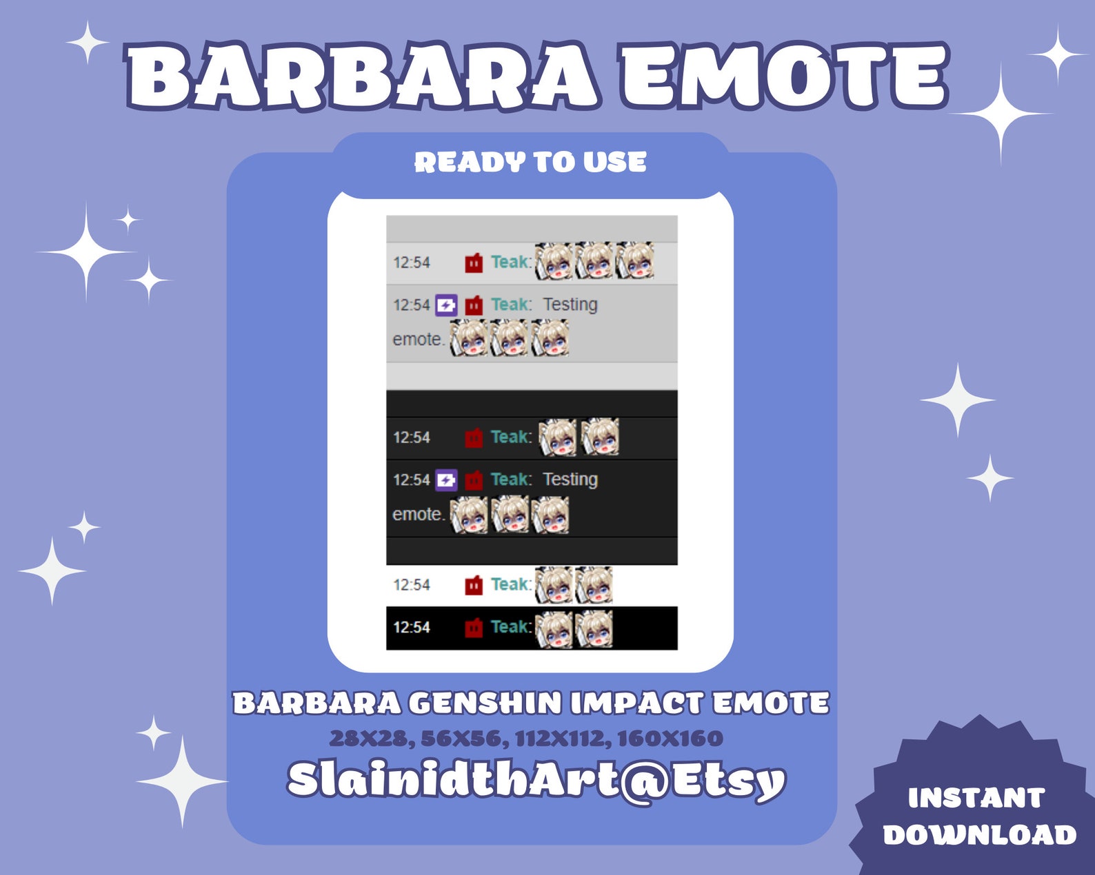 Barbara Genshin Impact Chibi Premade Emote for Twitch Discord - Etsy