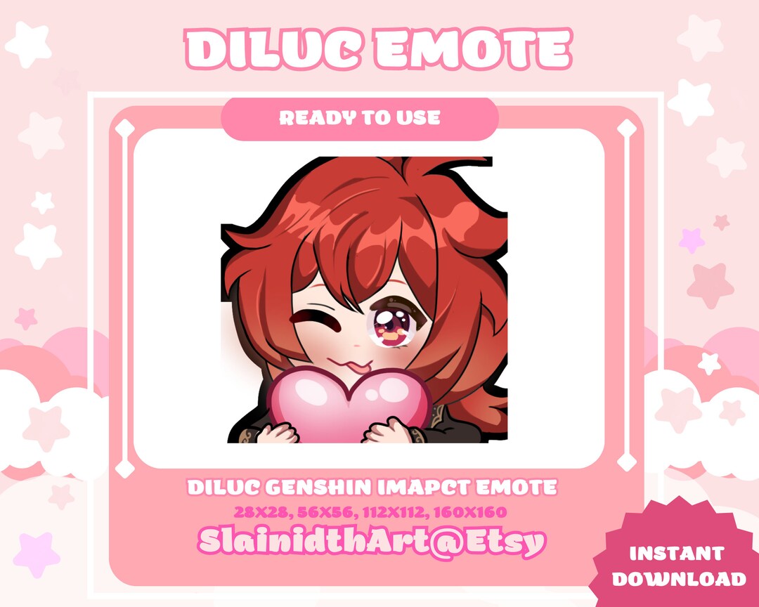 Diluc Genshin Impact Chibi Premade Emote for Twitch Discord Youtube ...