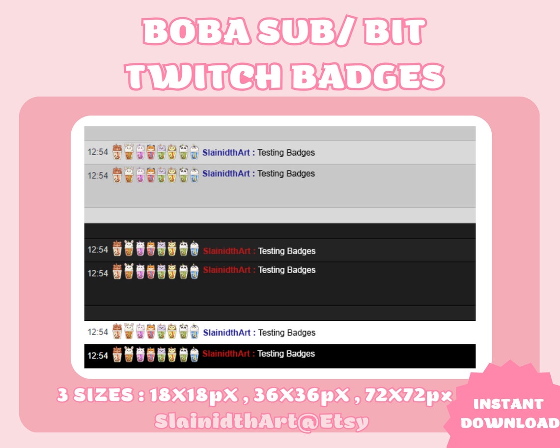 BOBA Twitch Sub Badges Bit Badges Streamer Premade Emote Twitch Discord ...