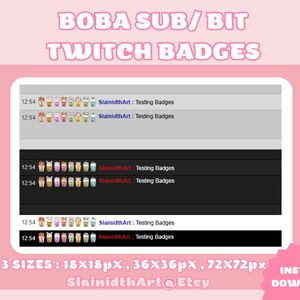 BOBA Twitch Sub Badges Bit Badges Streamer Premade Emote Twitch Discord ...