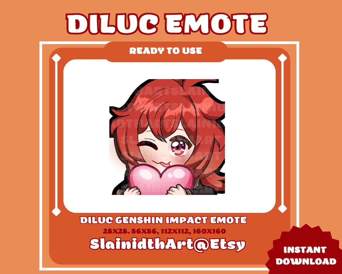 Diluc Genshin Impact Chibi Premade Emote for Twitch Discord - Etsy