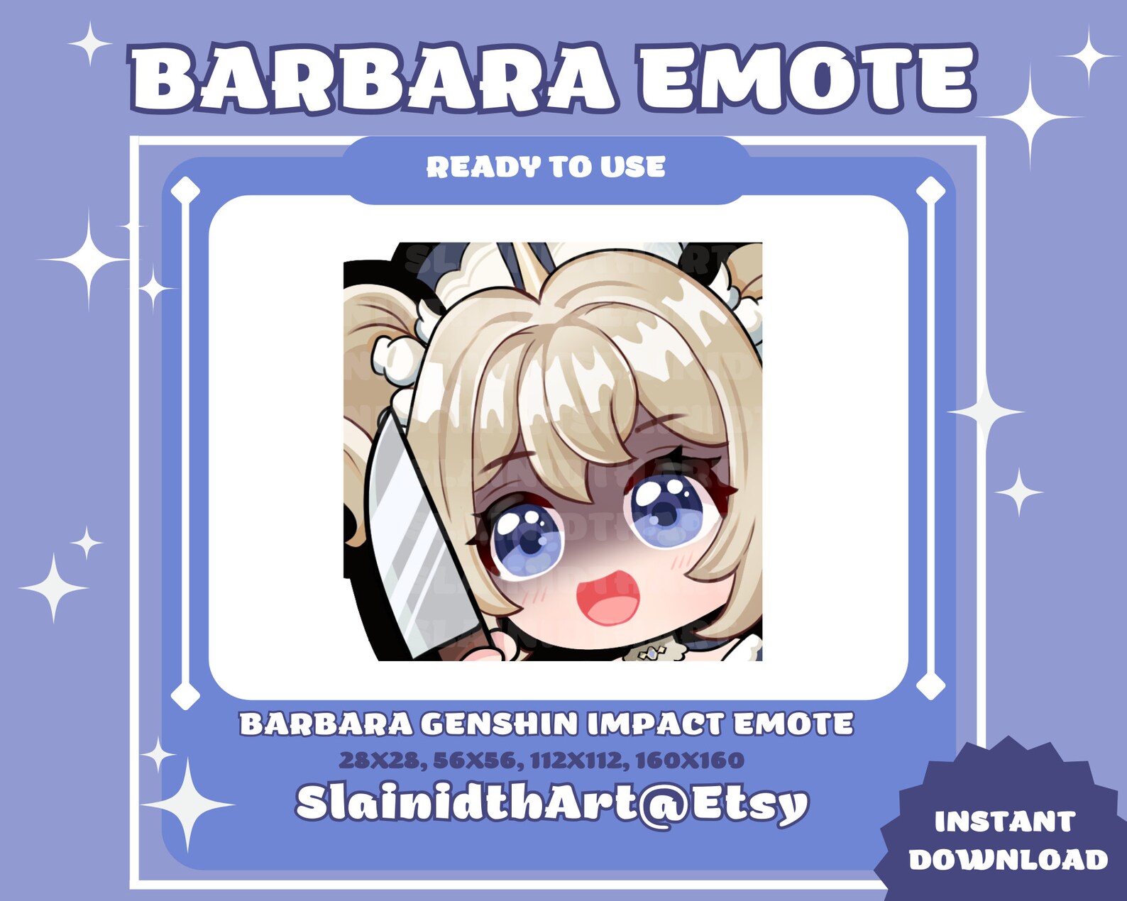 Barbara Genshin Impact Chibi Premade Emote for Twitch Discord - Etsy