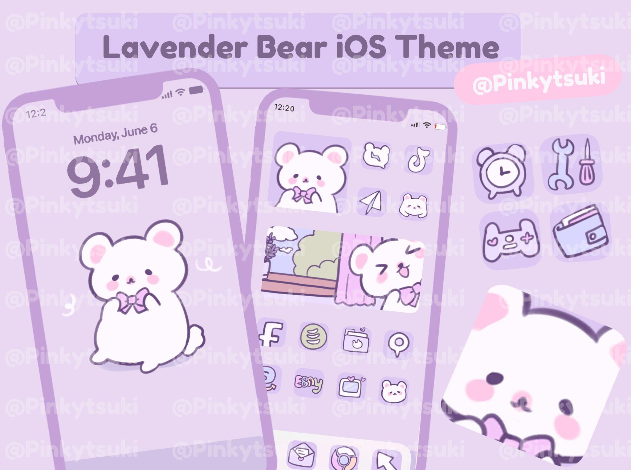 Lavender Bear Ios Theme, Ipados Themes, Android Theme, Ios Cute Theme ...