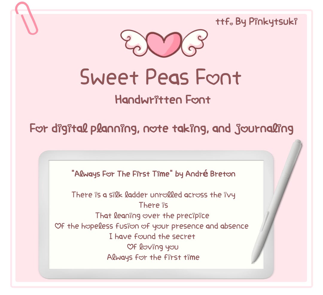 Sweet Peas Handwritten Font, TTF Canva Font for Digital Planning - Etsy