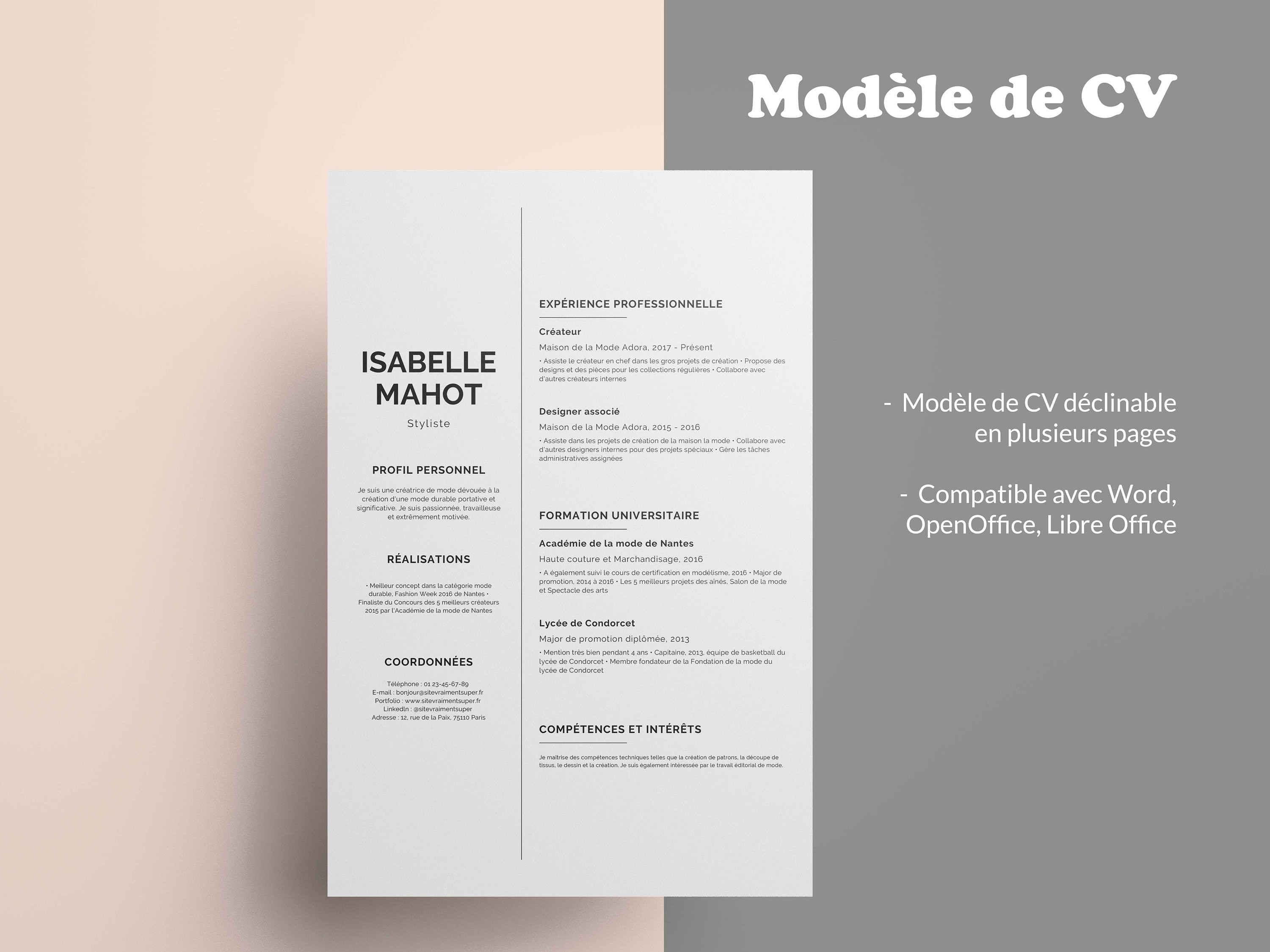 5 Modern Microsoft WORD CV Templates - Etsy