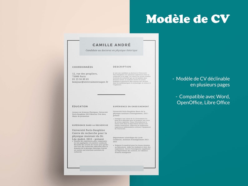 5 Modern Microsoft WORD CV Templates - Etsy