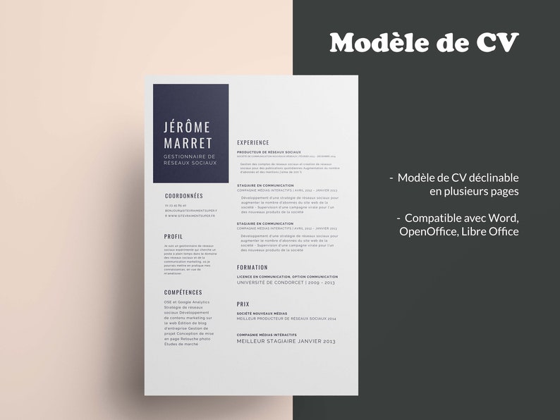 5 Modern Microsoft WORD CV Templates - Etsy