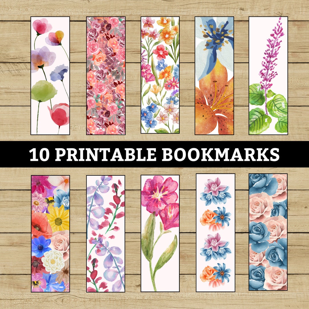 10 Printable Watercolor Bookmarks Cute Bookmarks for Women - Etsy