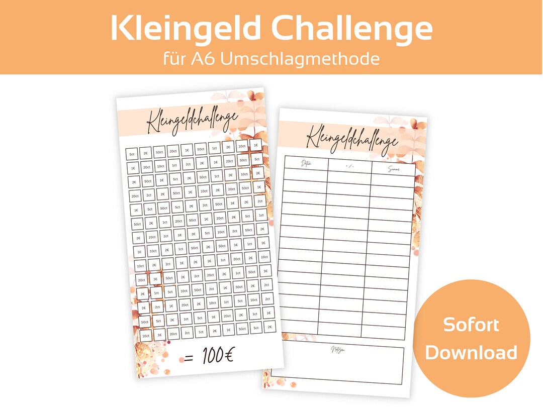 Small Change Savings Challenge Template Including Tracker | Autumnal ...