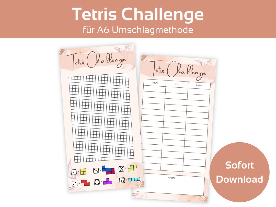 Tetris Savings Challenge Set Dice Savings Game Template Including ...