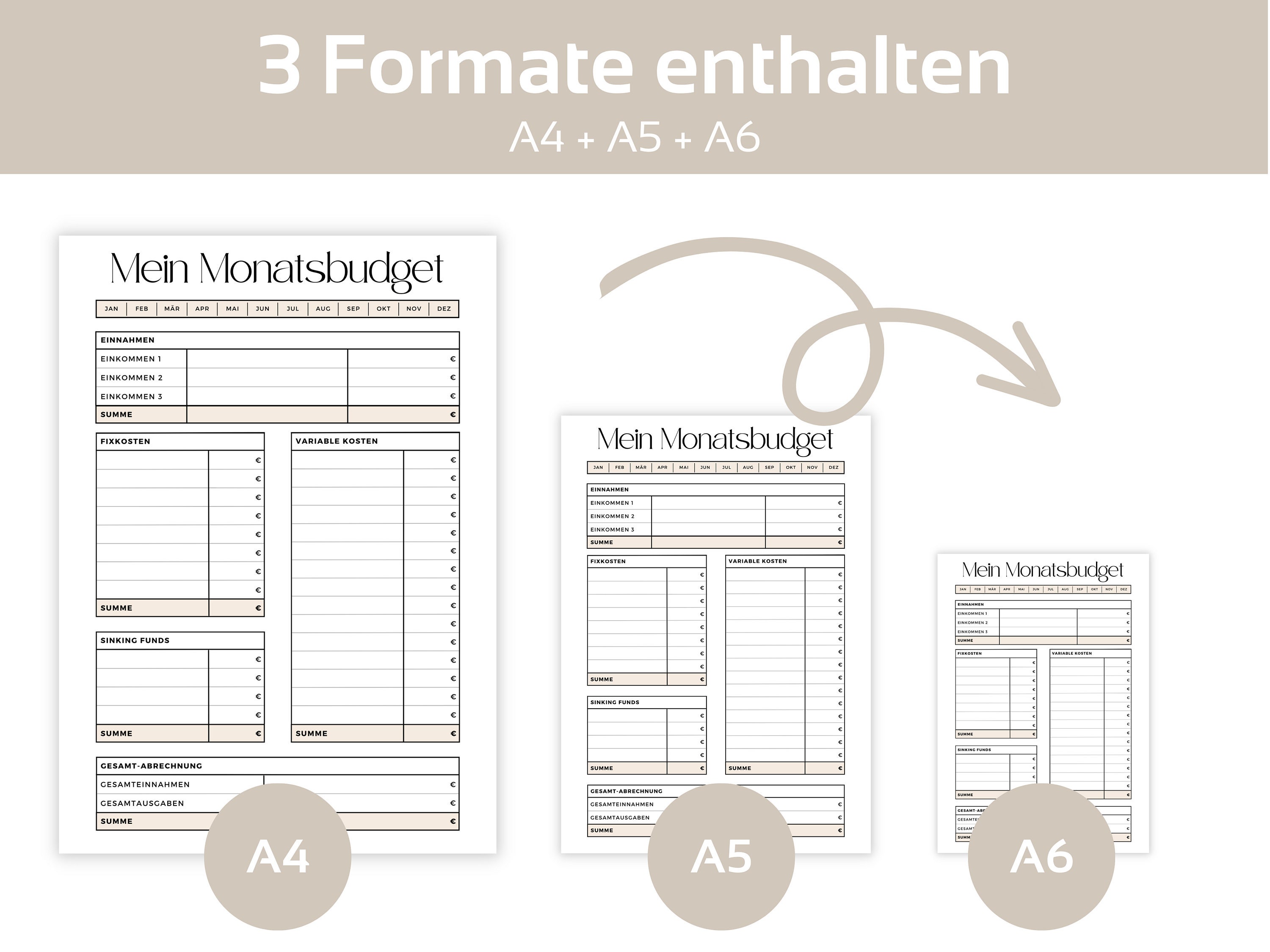 Budget Planer Deutsch A4, A5+A6, Finanzplaner zum Ausdrucken ...