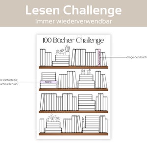 100 Books Reading Challenge, A4 A5 A6, Books Tracker, Bookshelf ...