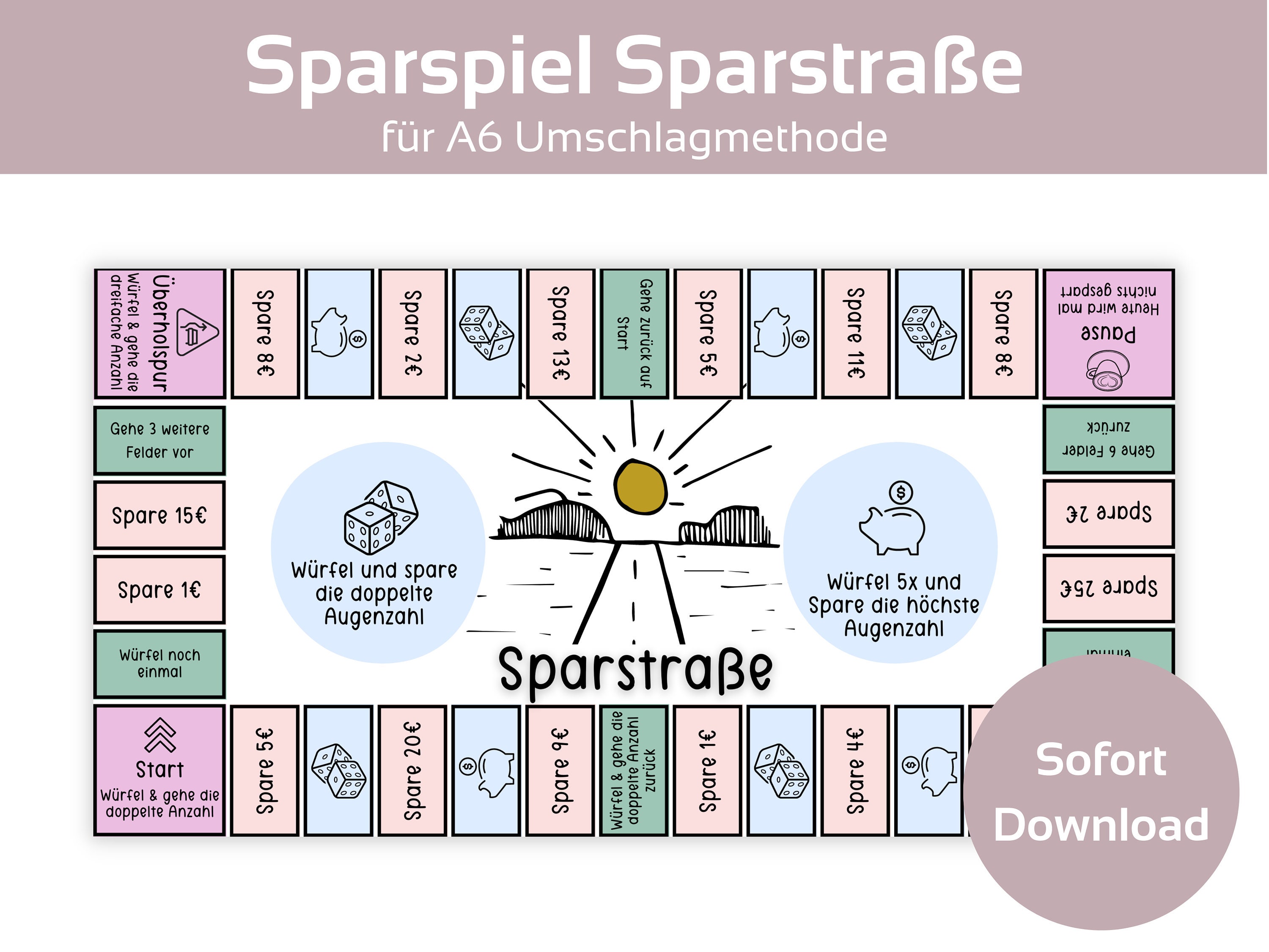 Sparstraße Sparspiel Set Sparchallenge Set Würfel Sparspiel - Etsy.de