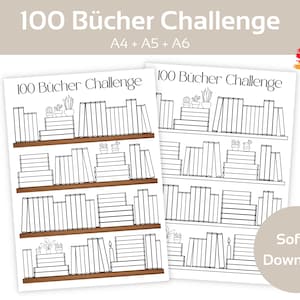 100 Books Reading Challenge, A4 A5 A6, Books Tracker, Bookshelf ...