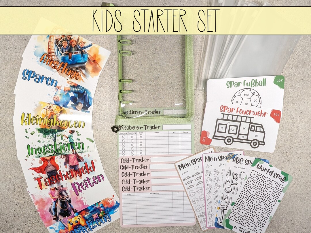 Kids Starter Set for A6 Budget Binder, With or Without Binder, Various ...