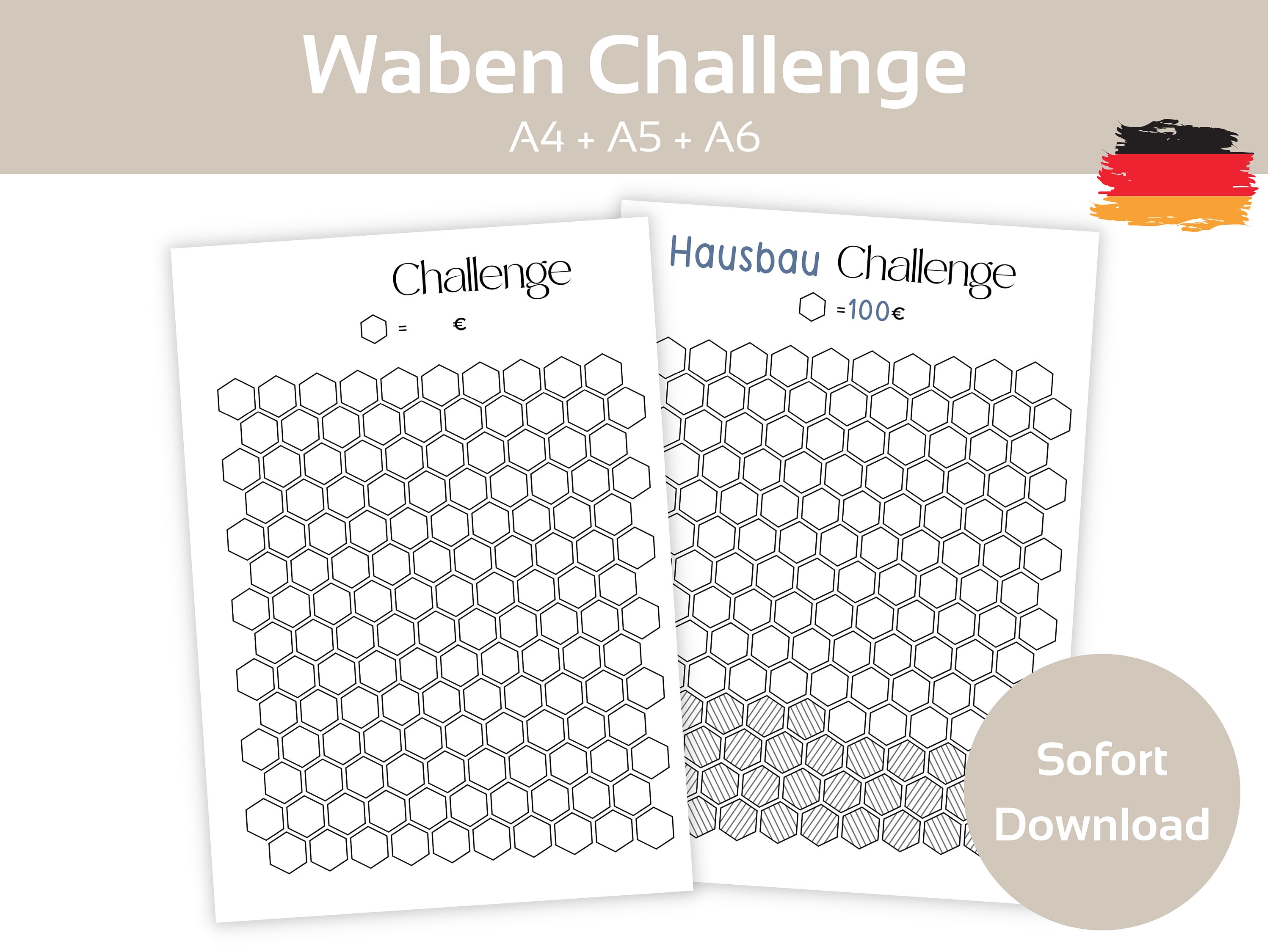 Waben Challenge A4 A5A6 Hexagon Challenge Spartracker - Etsy