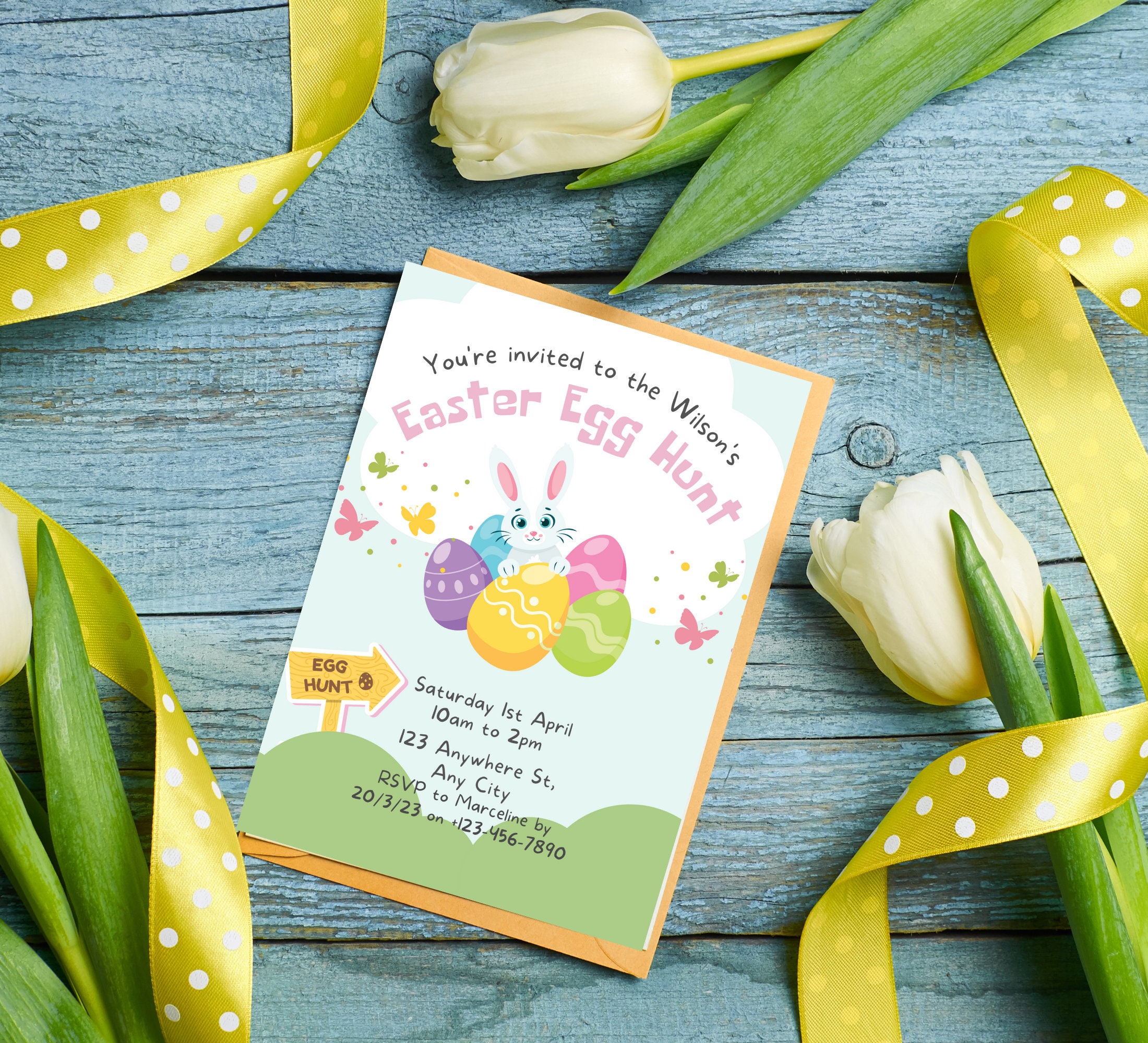 Easter Egg Hunt Invitation, Easter Party Invitation, Editable Easter ...