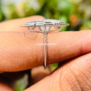 3.0 CT Lozenge Cut Moissanite Engagement Ring, 14K White Gold Bezel Set ...