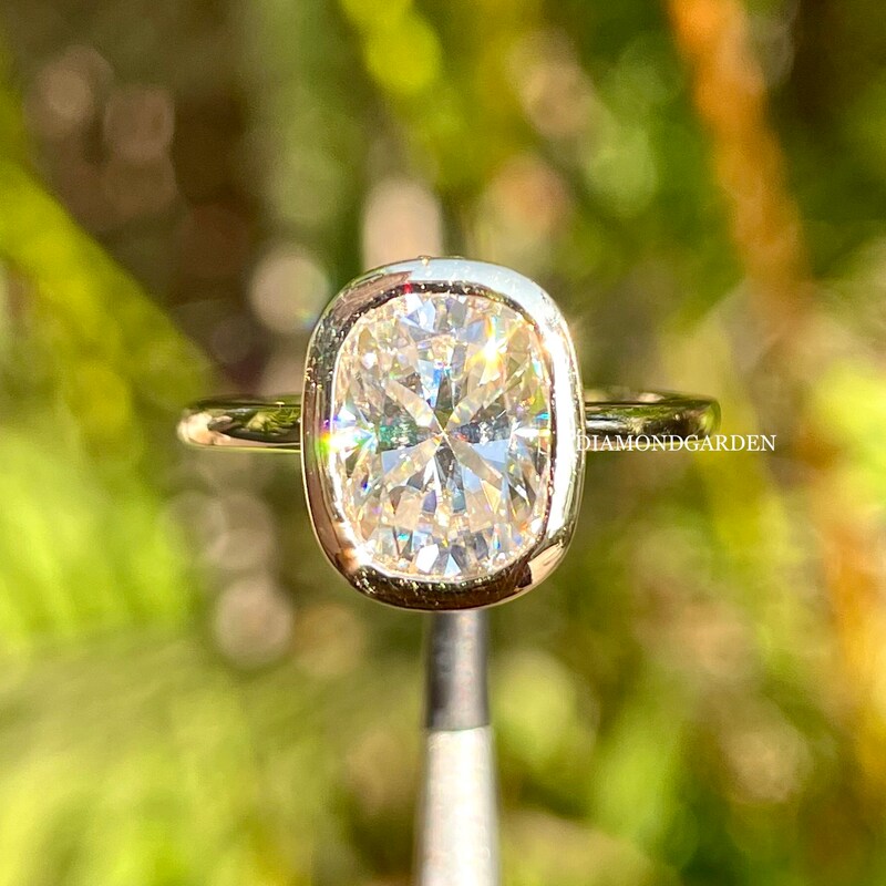 Cushion Bezel Ring - Etsy