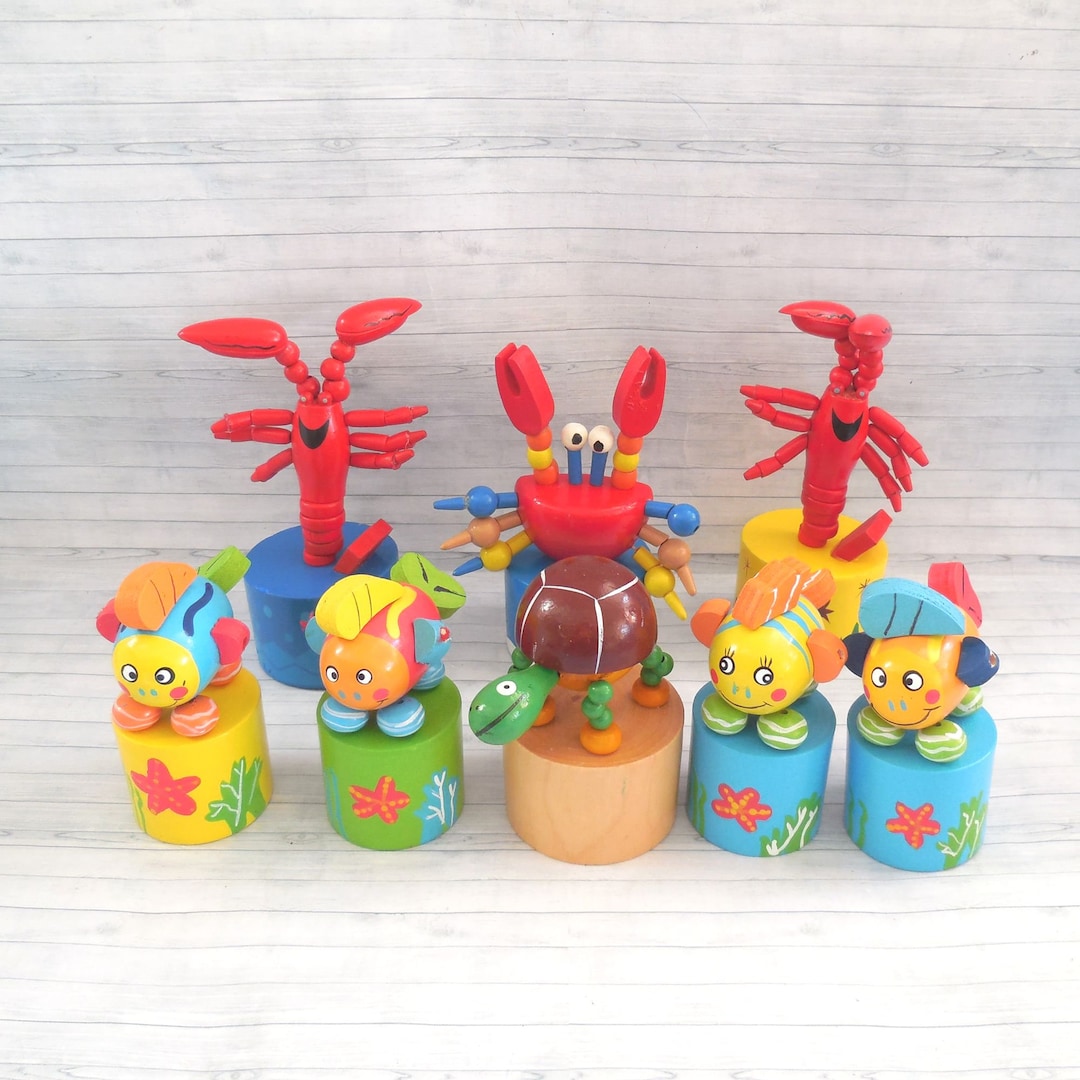 Lobster Crab Fish Turtle Terrapin Push Puppets - Press up Toy - Wakouwa ...