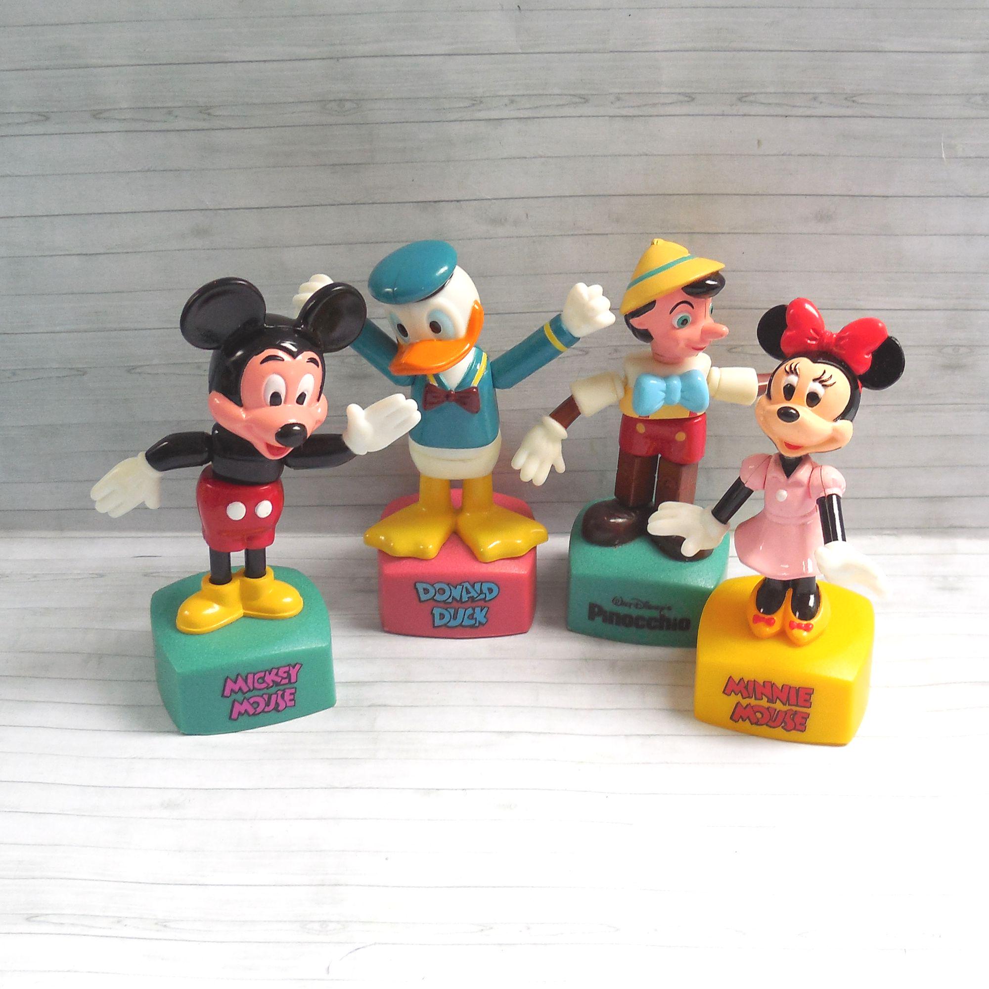 Donald Duck Minnie Mouse Dumbo Pinocchio Push Puppets - Press up Toy ...