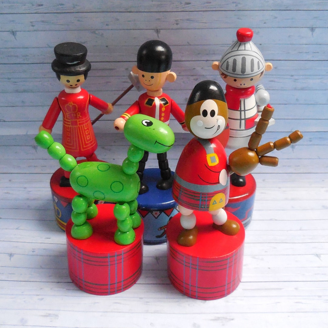 Push Puppet Selection 3 Press up Wakouwa Wood Novelty Soldier Loch Ness ...