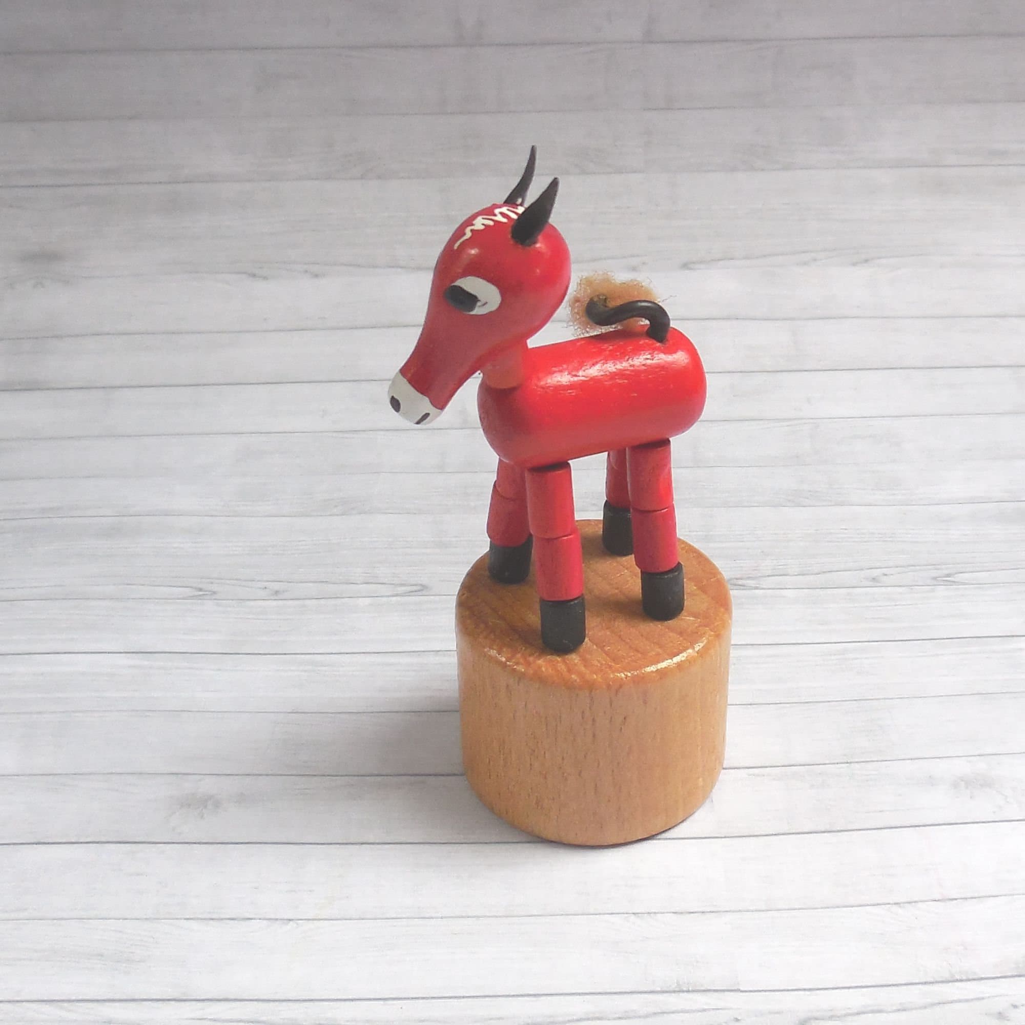 Vintage Italian Push Puppets Press up Toy Wakouwa Deer Zebra Mule ...