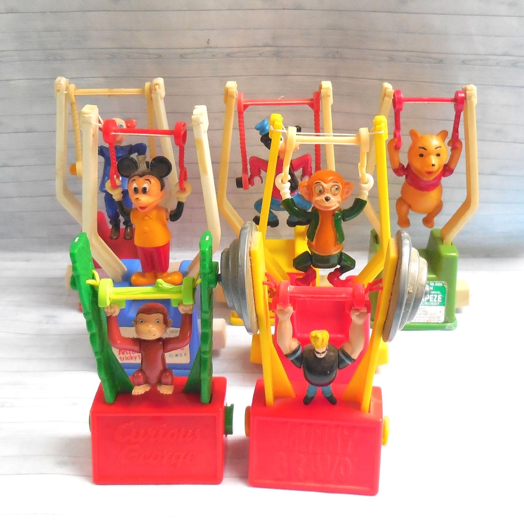 Tricky Trapeze Acrobat Toy - Vintage - Press Push Button Toy - Novelty - Winnie the Pooh ...
