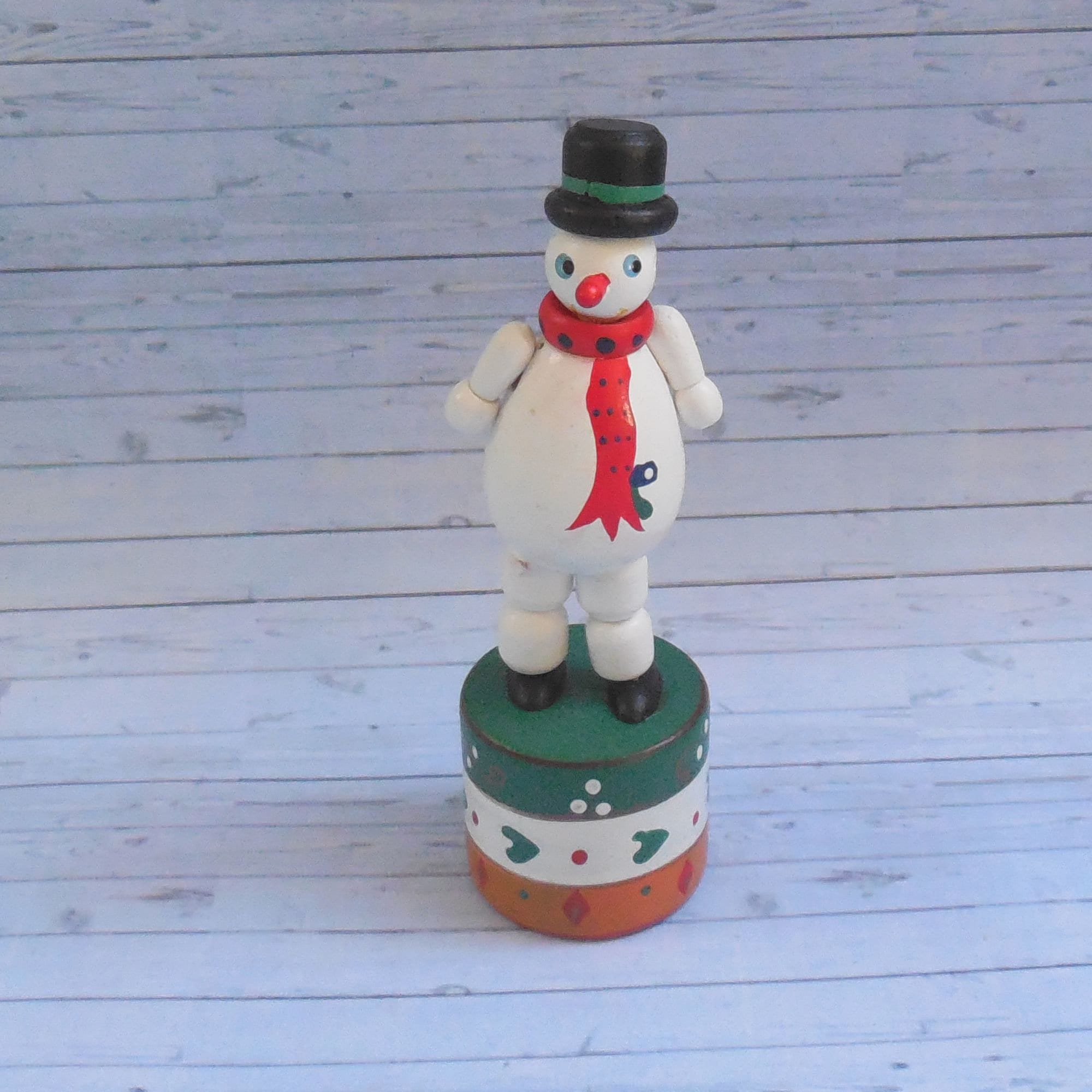 Reindeer Father Christmas Snowman Push Puppet Press up Toy Wakouwa Wood ...