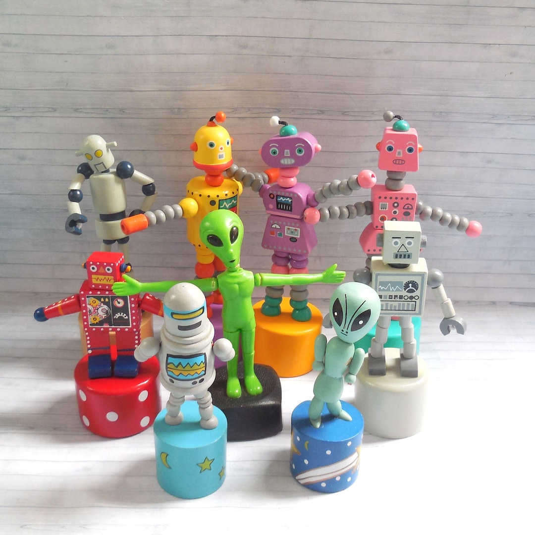 Robots Robot Space - Push up Puppet - Press Push Button Toy - Novelty ...